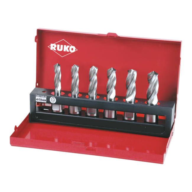 Ruko 6-piece Set of Solid Drills "Solid 3S" HSS with Weldon Shank (3/4 ...