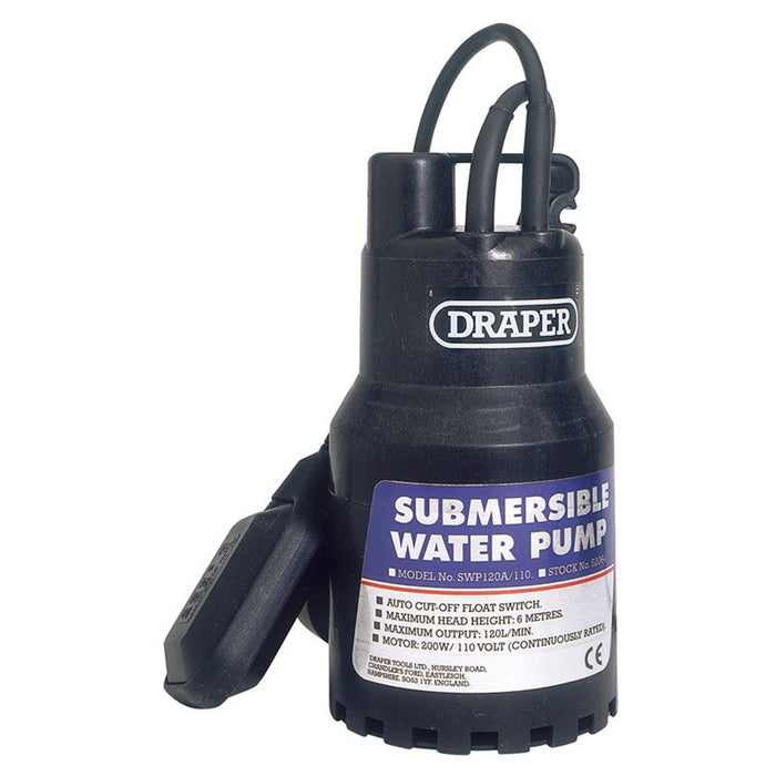 Draper Tools 120L/Min 110V Submersible Water Pump with 6M Lift and ...