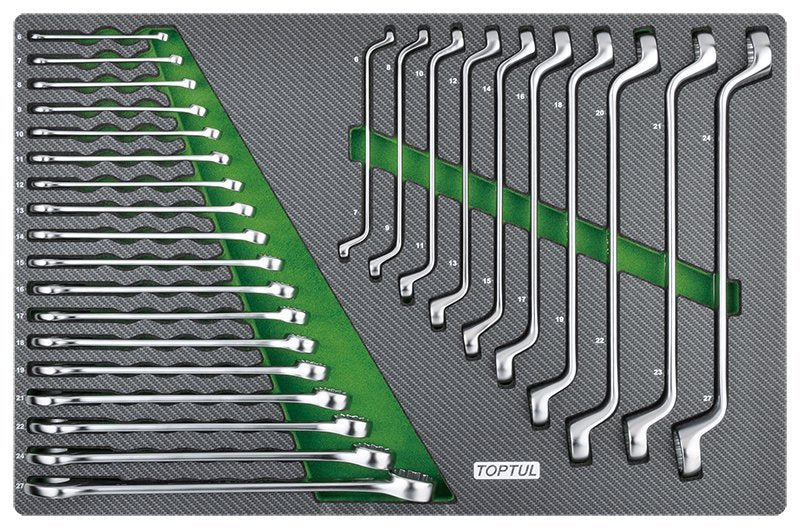 Toptul 28 Pce Combination & Double Ring Spanner Set (Modular Insert Tr ...