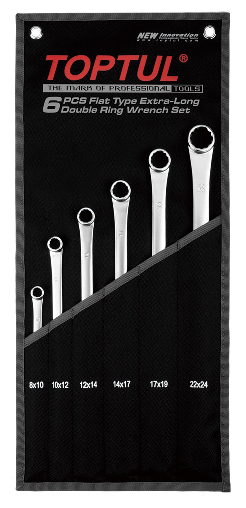 Toptul 6 Pce Flat Extra-Long Double Ring Spanner Set Metric – TheToolGroup